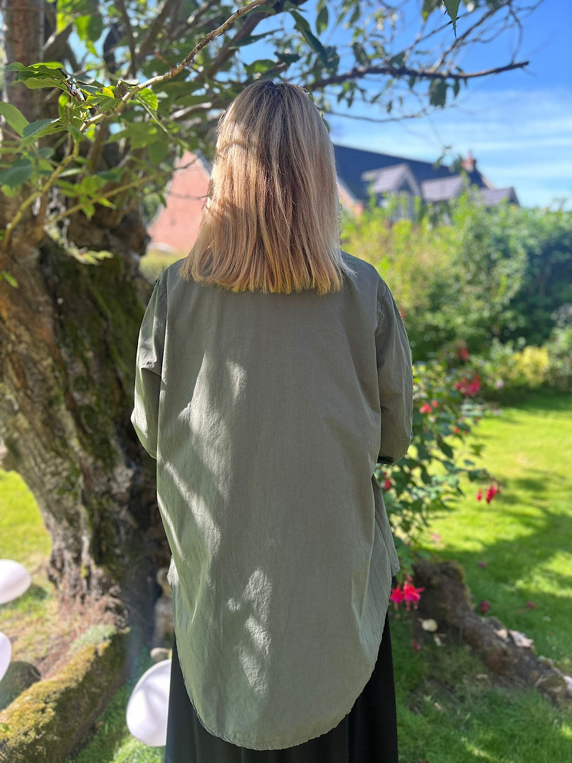 Khaki Button Sleeve Cotton Shirt Nina – Tillett's