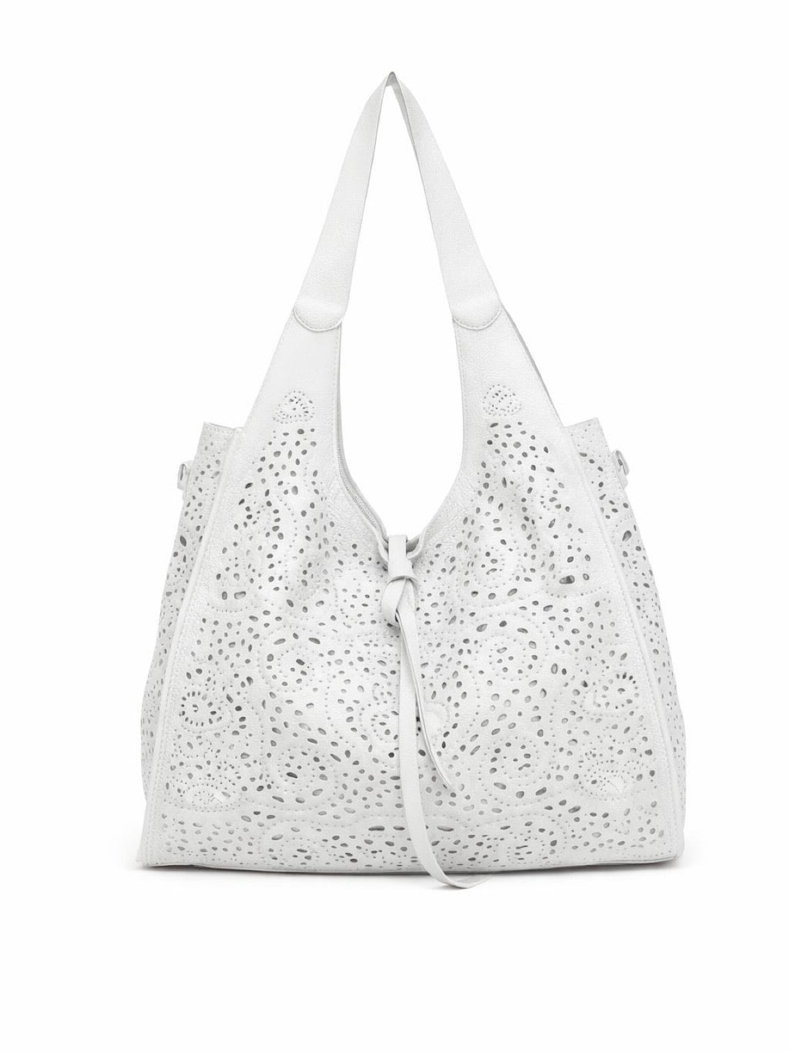 White Pierced Pattern Two Piece Slouch Bag – Tillett's