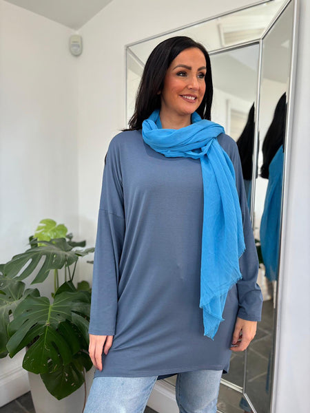Royal Blue Raw Edge Scarf – Tillett's