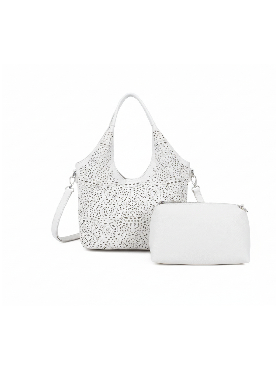 White Two Piece Lasercut Shoulder Bag – Tillett's